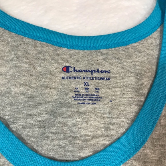 Champion | Tops | Nwt Champion Blue Tank Top Logo Text Ringer Xl New ...